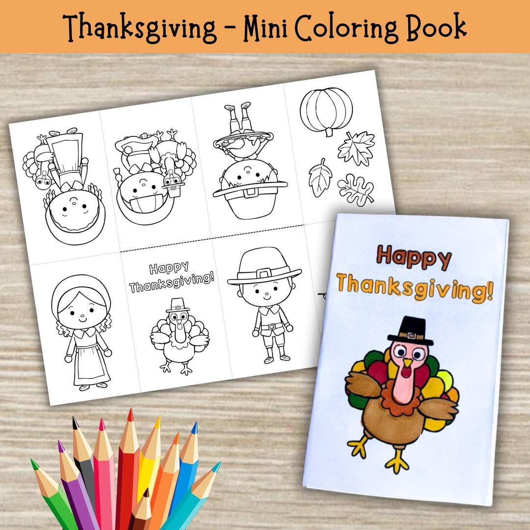 Thanksgiving Foldable Mini Coloring Book Thanksgiving Printable, Kids ...
