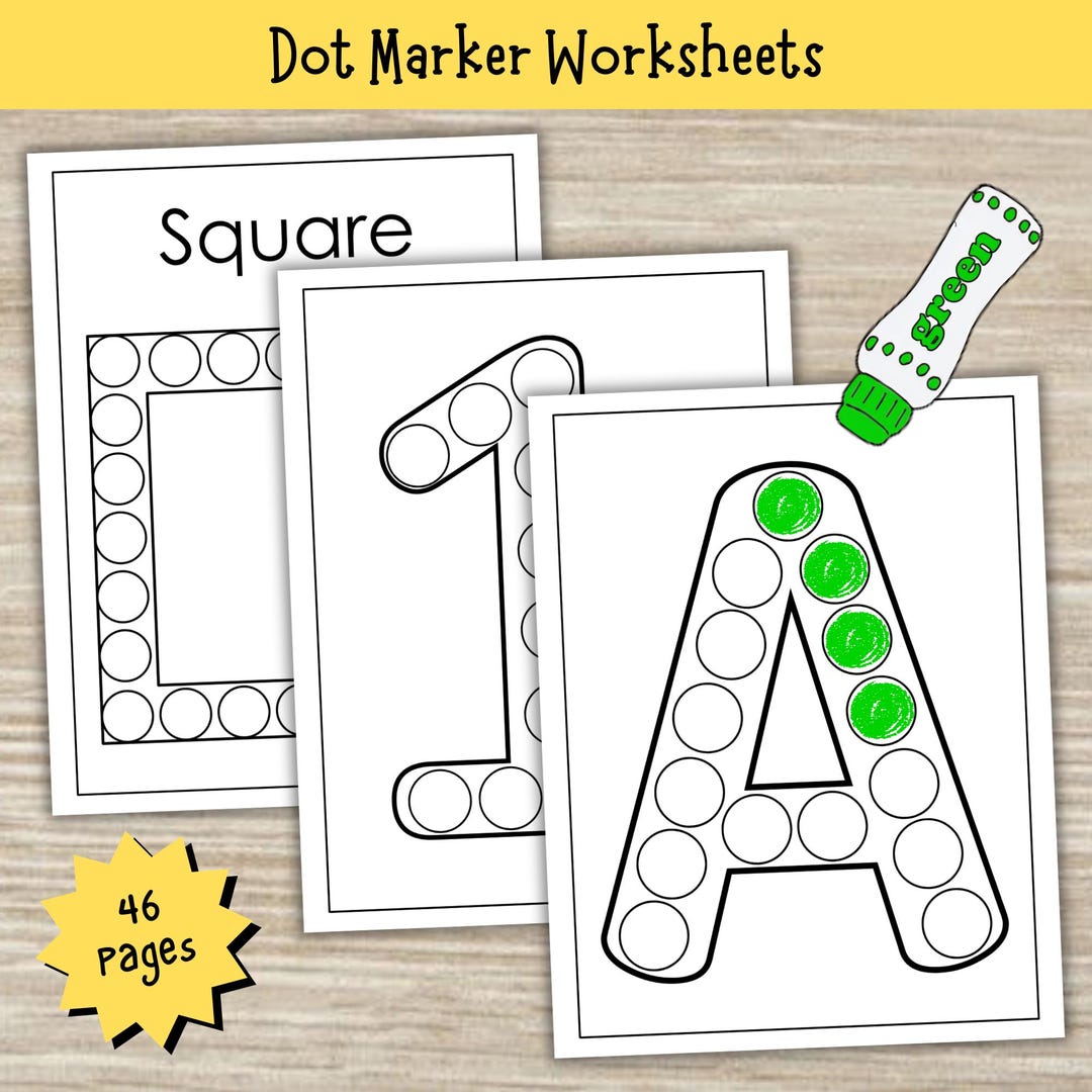 Dot Marker Worksheets Alphabet, Numbers & Shapes Do a Dot, 46 Printable ...