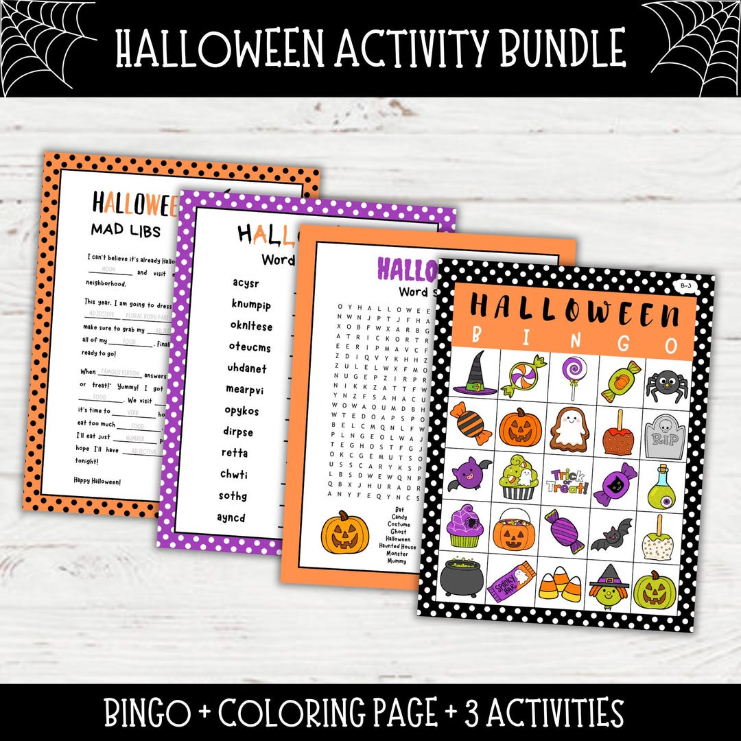 Halloween Activity Bundle Spooktacular BINGO, Mad Libs, Word Search ...