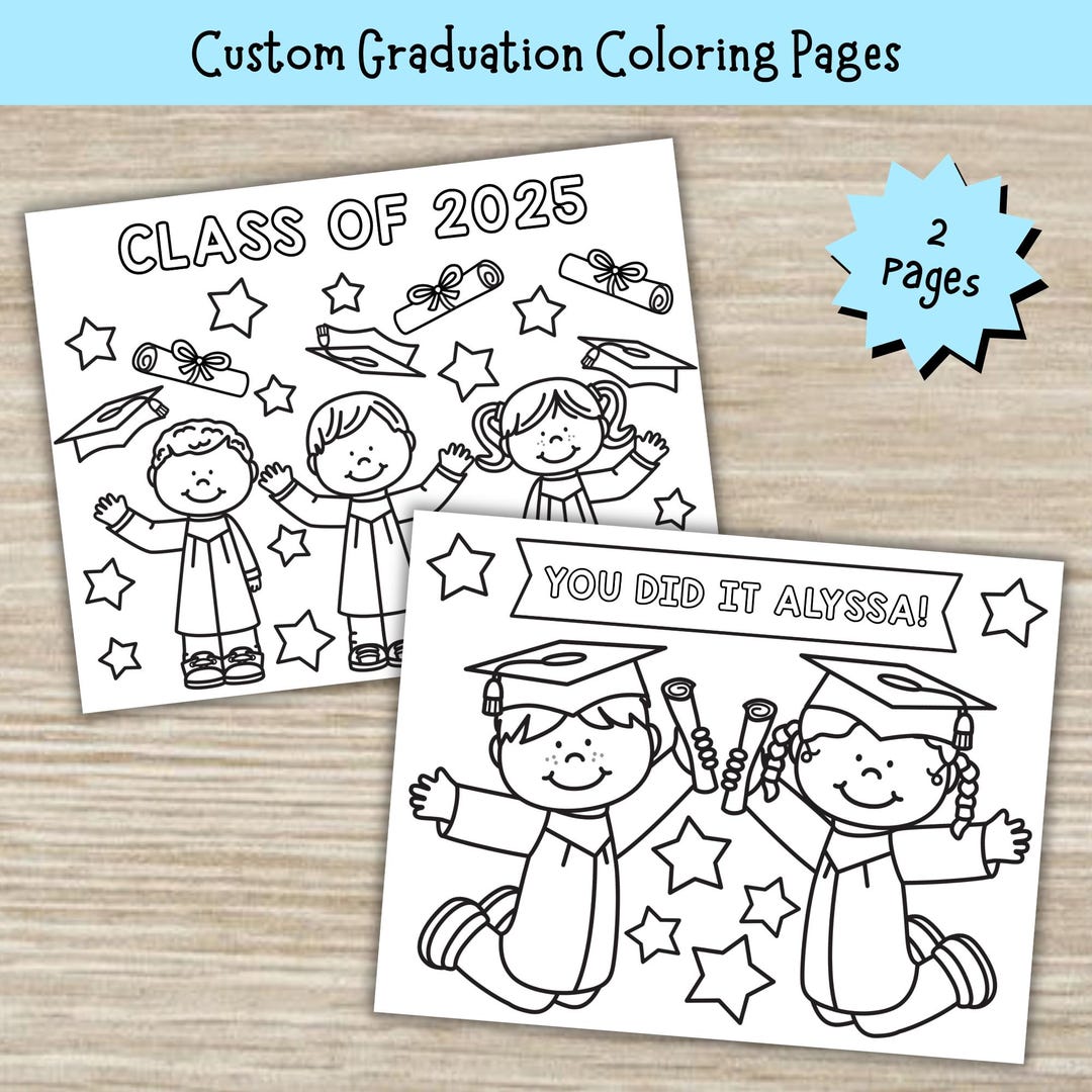 Custom Graduation Coloring Pages Personalized Coloring Activity for ...