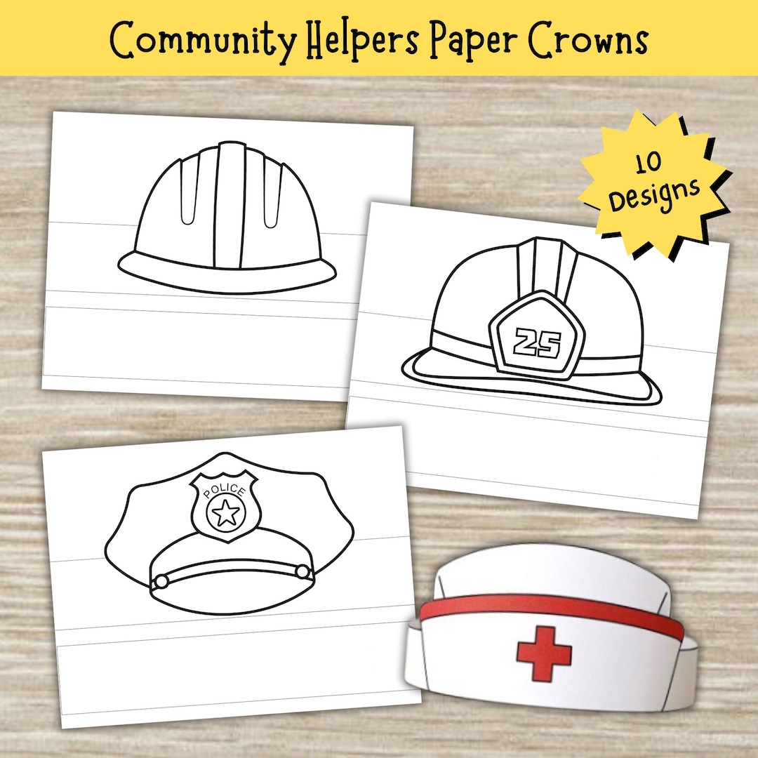 Community Helpers Paper Crowns Kids Crafts, Printable Activity, Police ...
