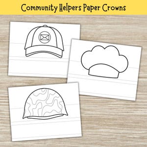 Community Helpers Paper Crowns Kids Crafts, Printable Activity, Police ...
