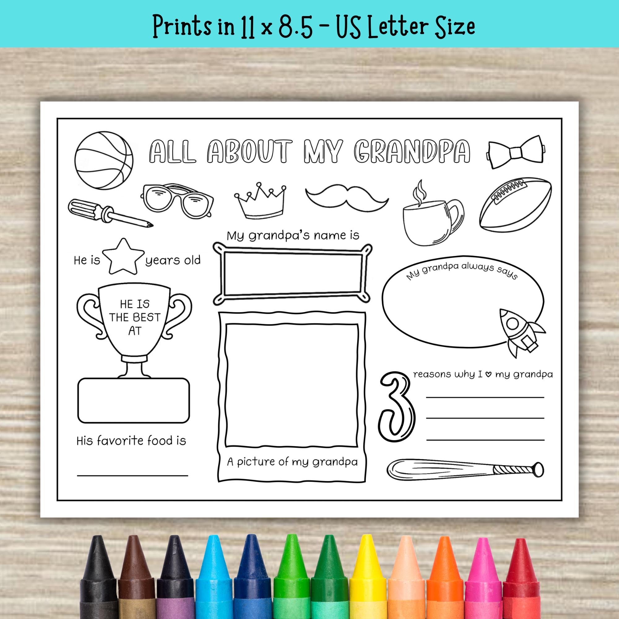 All About My Dad, Grandpa, Uncle, Stepdad Father's Day Gift, Printable ...