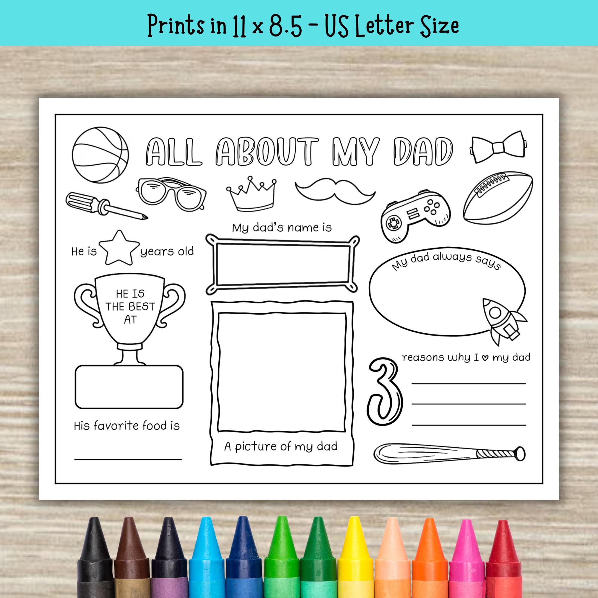 All About My Dad, Grandpa, Uncle, Stepdad Father's Day Gift, Printable ...