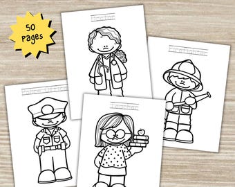 Community Helpers Coloring Pages Occupations Printable Activity ...