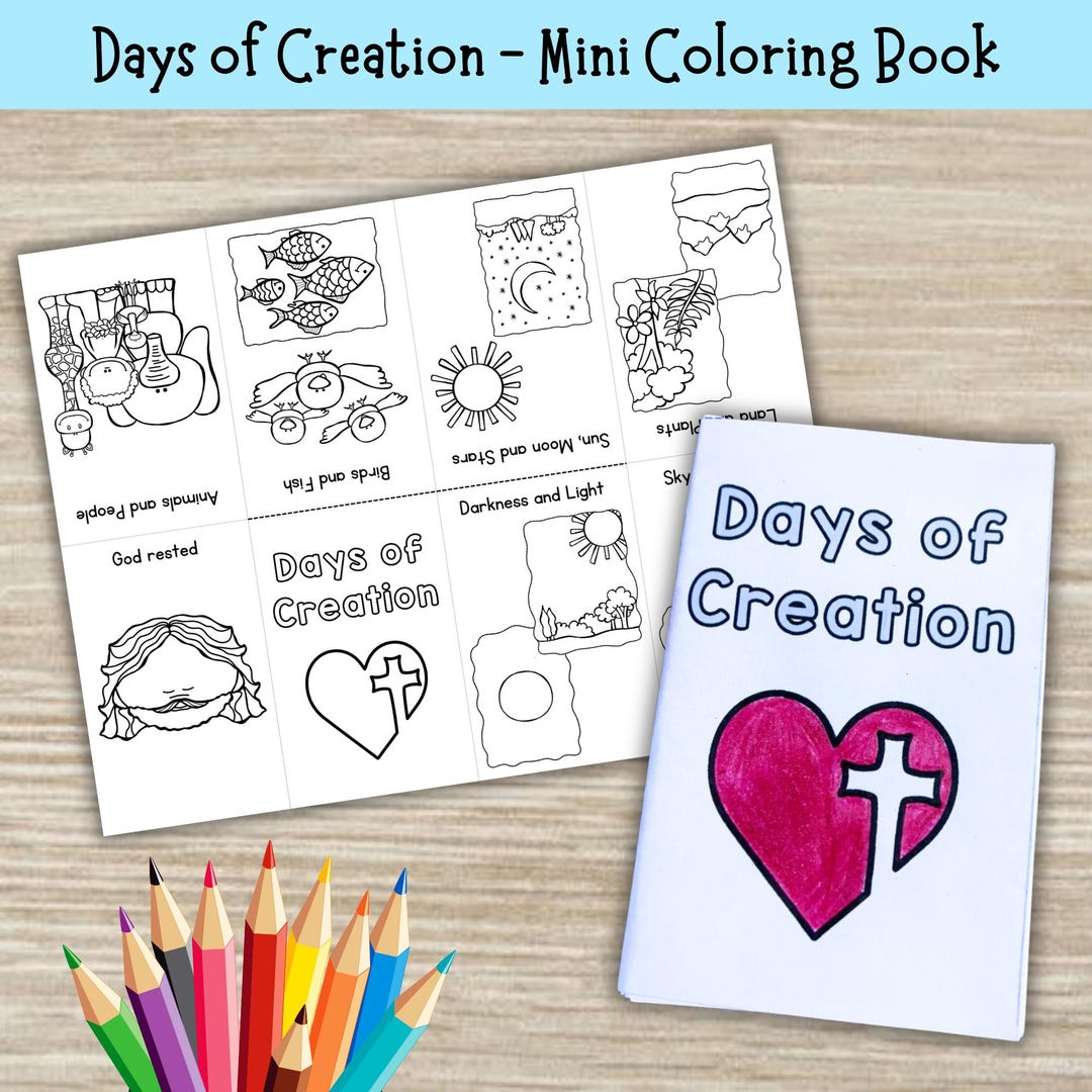 Days of Creation Foldable Mini Coloring Book Sunday School Activity ...
