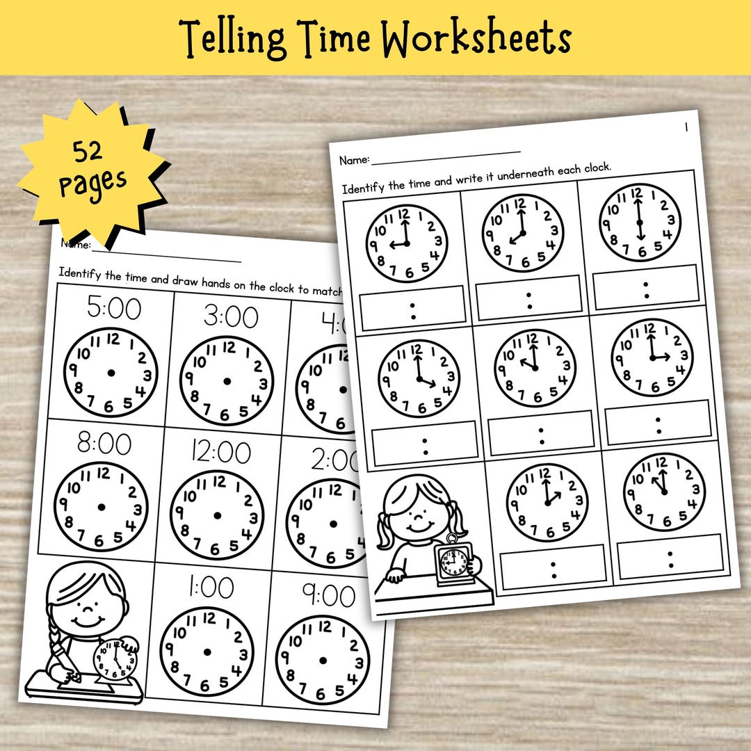 Telling Time Worksheets to the Hour and Half-hour Elementary Math ...