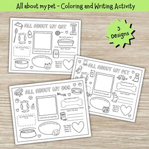All About My Pet, Dog and Cat 3 Printable Worksheets, Digital Download ...
