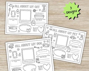 All About My Pet, Digital Download Printable PDF, Activity Sheets for ...