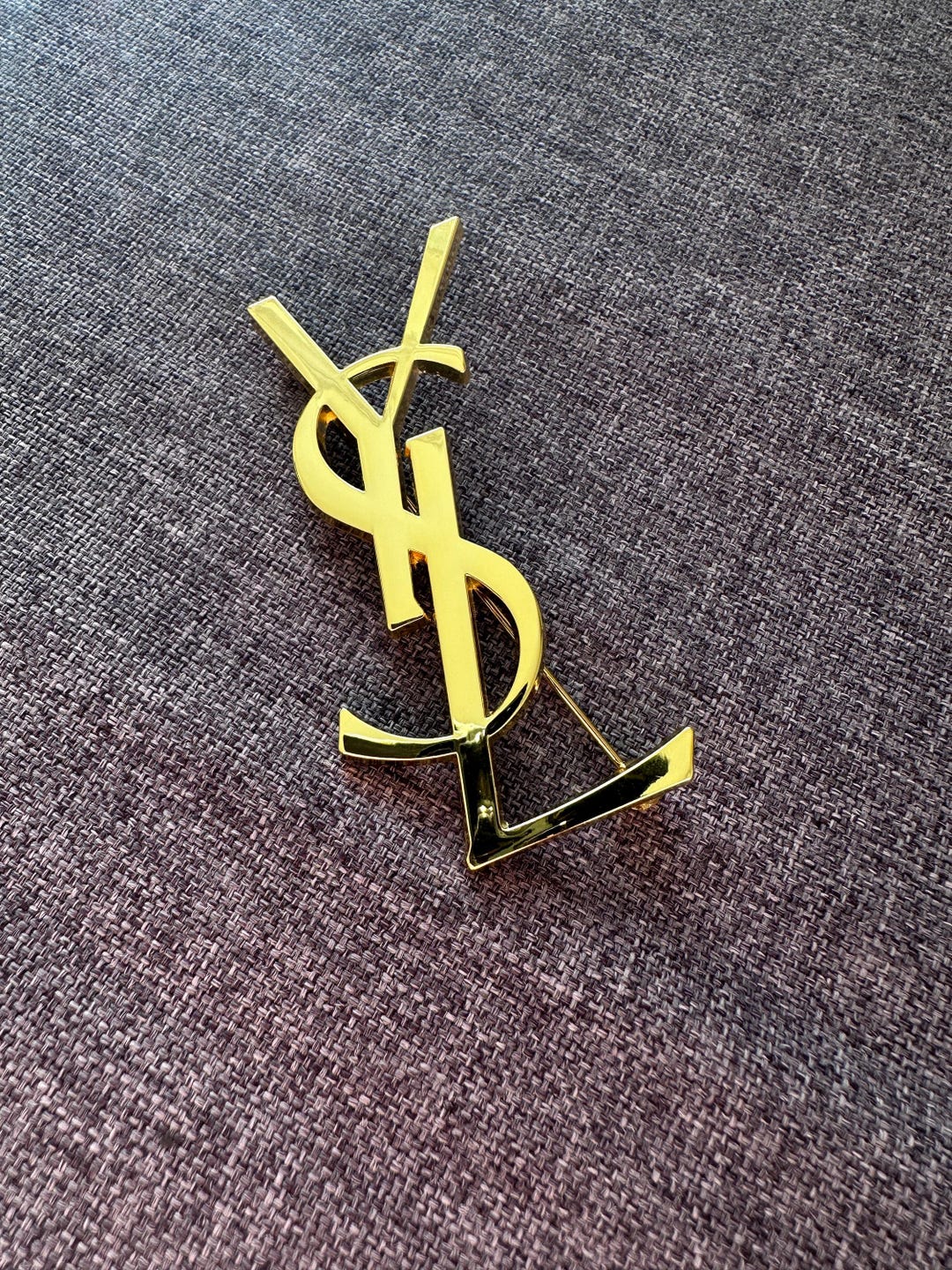 Vintage Yves Saint Laurent Golden YSL Brooch Pin VTG Gold Accessory 7cm ...