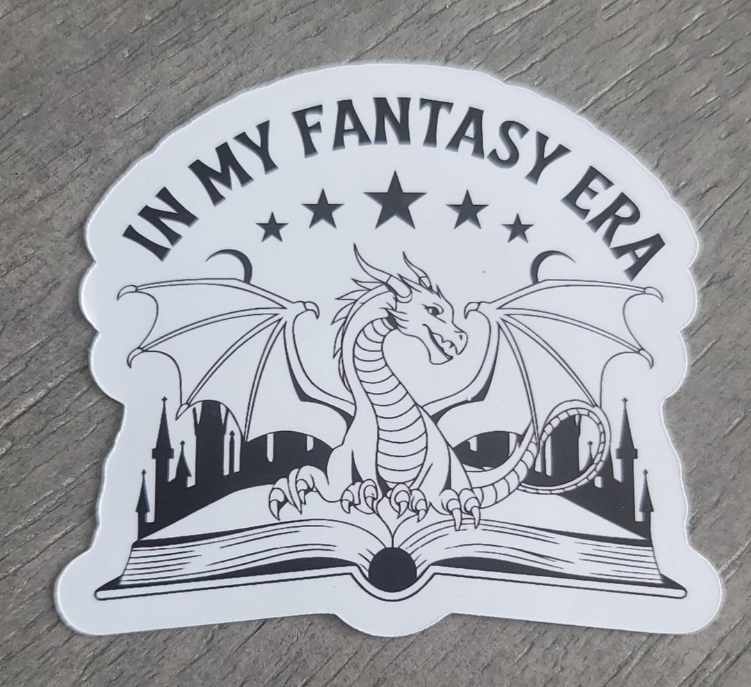 Black and White Fantasy Dragon Sticker, Book Lovers, Water Bottles ...