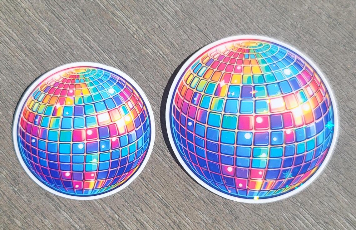 Disco Ball, Holographic, Stickers, Vinyl Stickers, Water Bottle ...