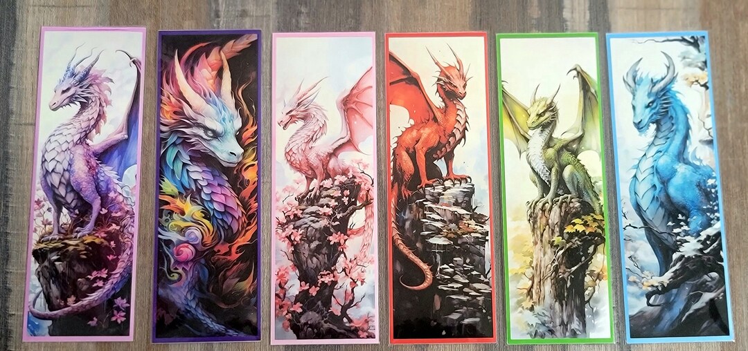 Laminated Bookmarks, Dragon Designs, Book Accessories - Etsy