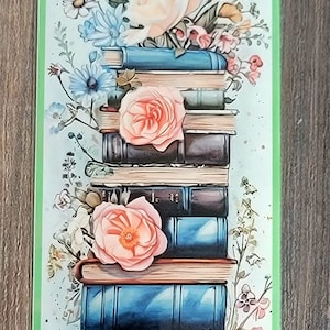 Laminated Bookmarks, Stacked Books, Floral Designs, Book Accessories - Etsy