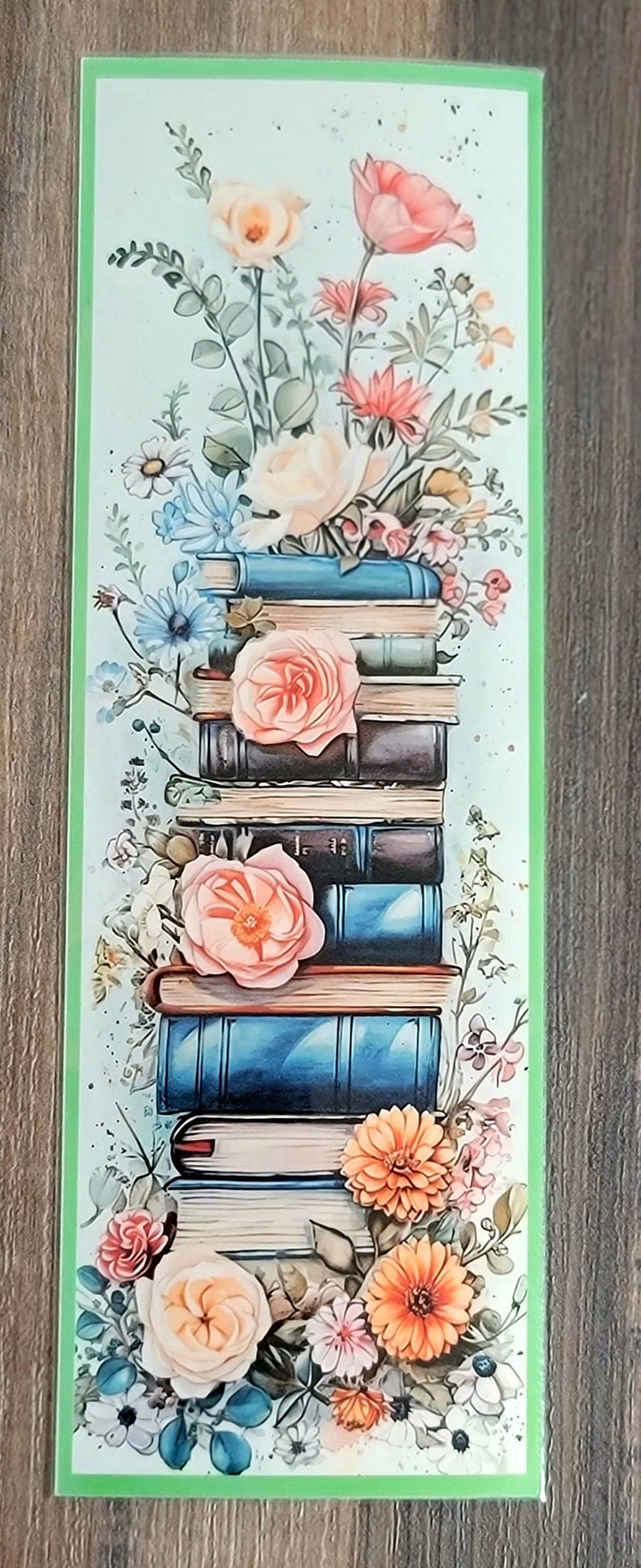 Laminated Bookmarks, Stacked Books, Floral Designs, Book Accessories - Etsy