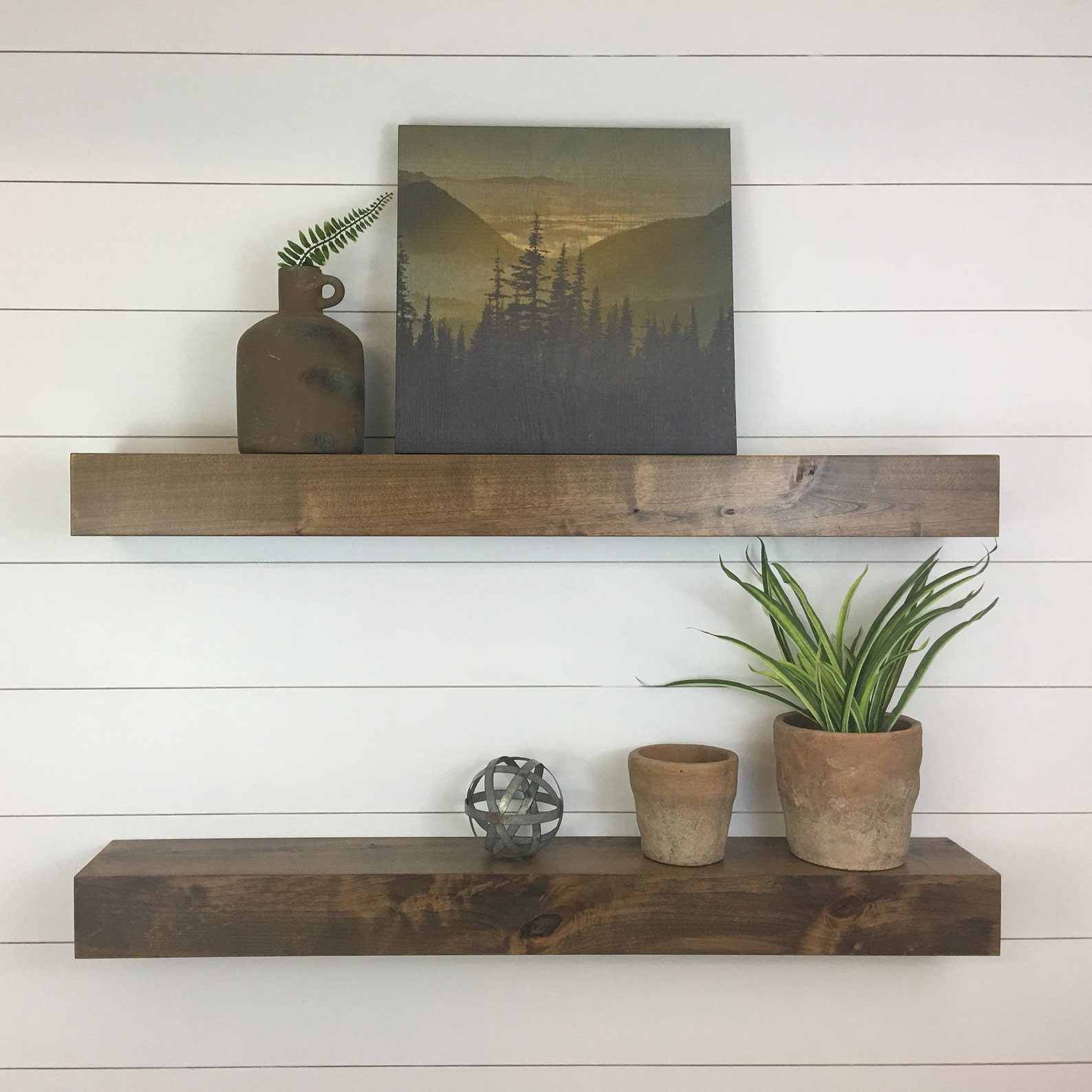Floating Shelves // Set of Two Contemporary Rustic Floating Shelves ...