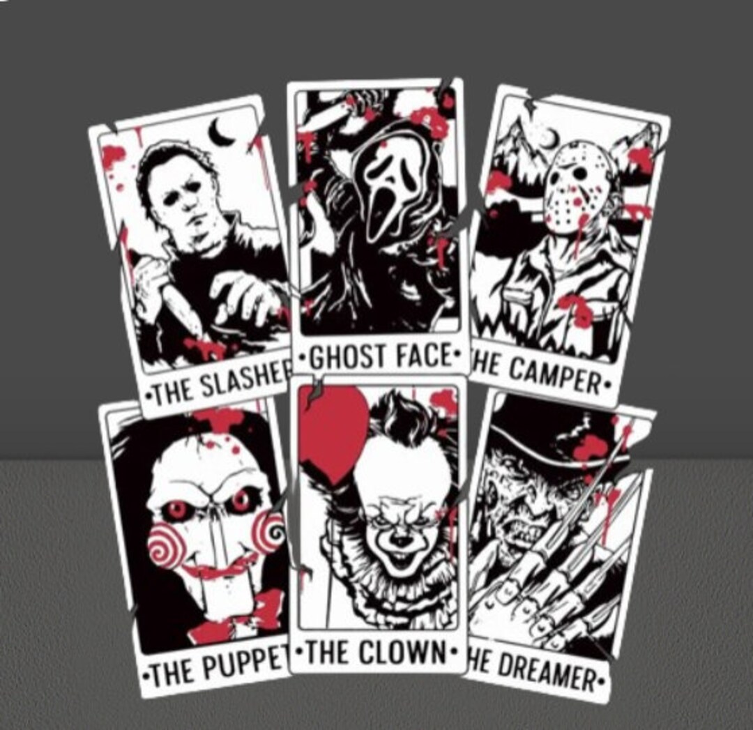 Horror Character Card Digital, Horror Character Halloween PNG, Scary ...