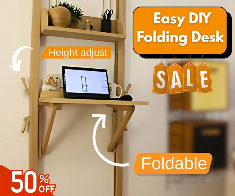 Wall Mounted Folding Desk Build Plans, DIY Wooden Murphy Desk (PDF ...