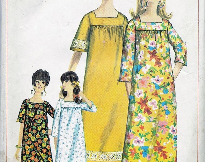 Vintage 1966 SIMPLICITY 6792 Long or Short Muu-muu Pattern Size Small ...