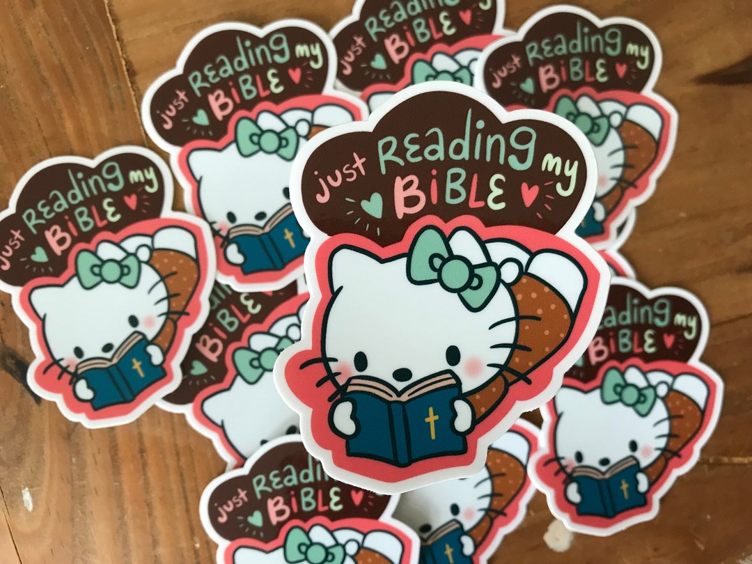 Bible Laptop Sticker Hello Kitty Fade Proof Waterproof Christian Cat ...