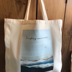 Ocean Inspired Tote Bag With Inspirational Quote Perfect for Beach ...