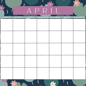 Printable Calendar Pages Fill in Calendar Pages 12 Month - Etsy
