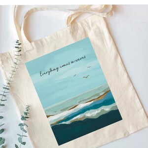 Ocean Inspired Tote Bag With Inspirational Quote Perfect for Beach ...