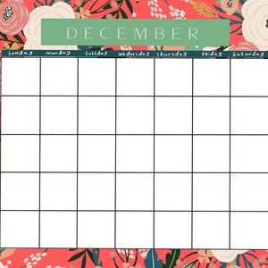 Printable Calendar Pages Fill in Calendar Pages 12 Month - Etsy