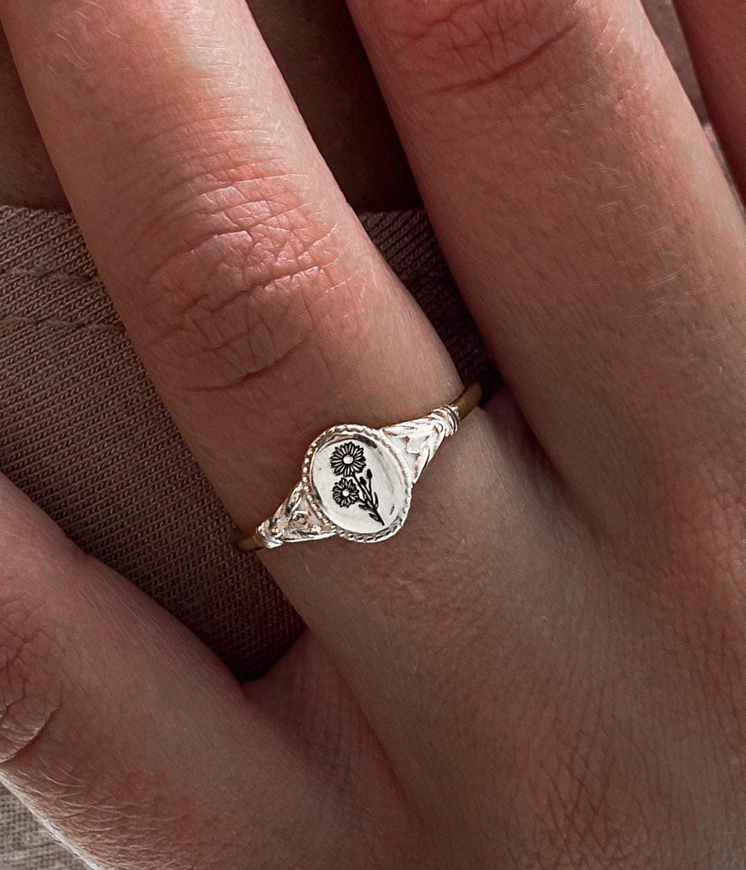 Birth Flower Ring, Family Birth Flower, Birth Month Flower Ring, Birth ...