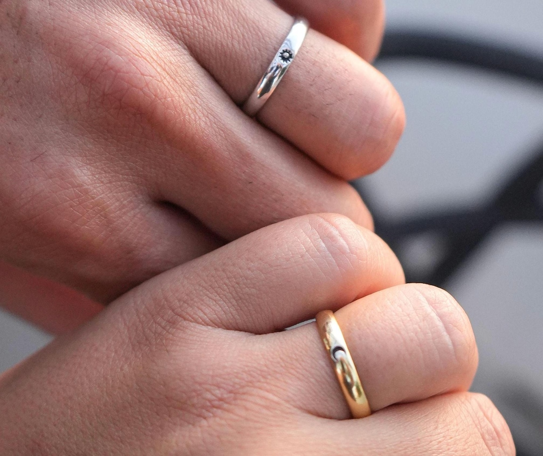 The Luna and the Sol Rings, Silver Sun and Moon Rings, Adjustable ...