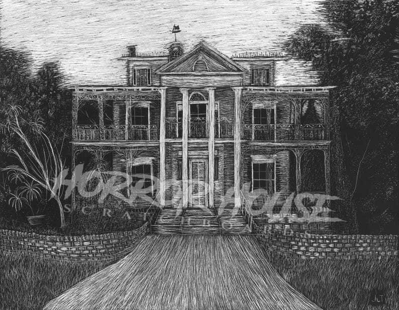Haunted Mansion Hand-carved Original Scratchboard Art Piece - Etsy