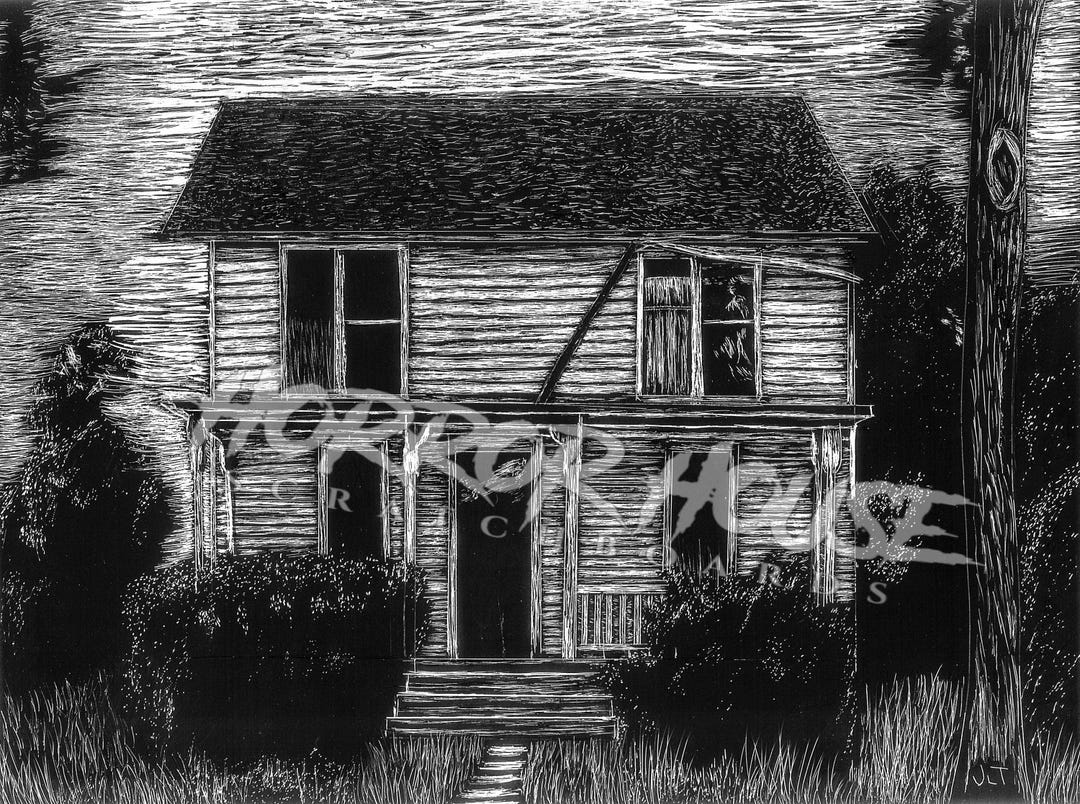 Halloween Scratchboard Art Print - Etsy