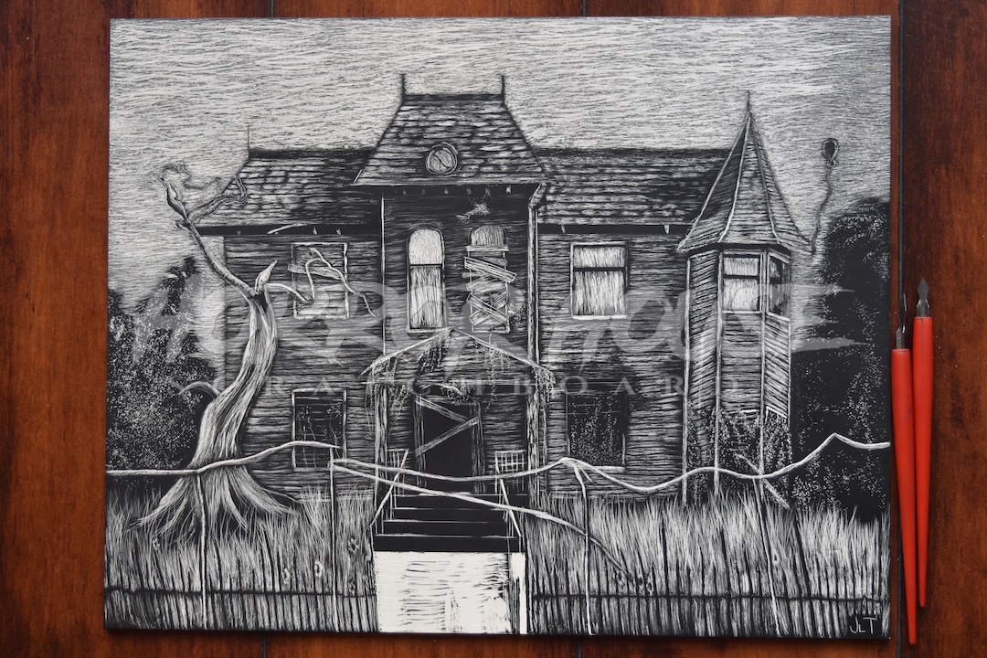 Neibolt House Original Scratchboard Art - Etsy