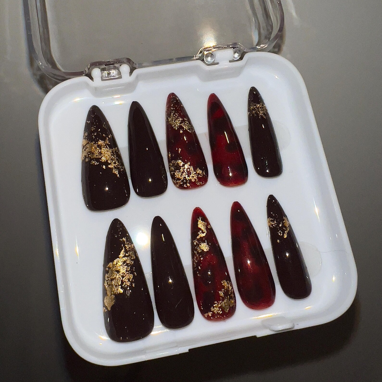 Tortoise Nails Brown Press on Nails Tortoise Shell Nails Gold Nails ...