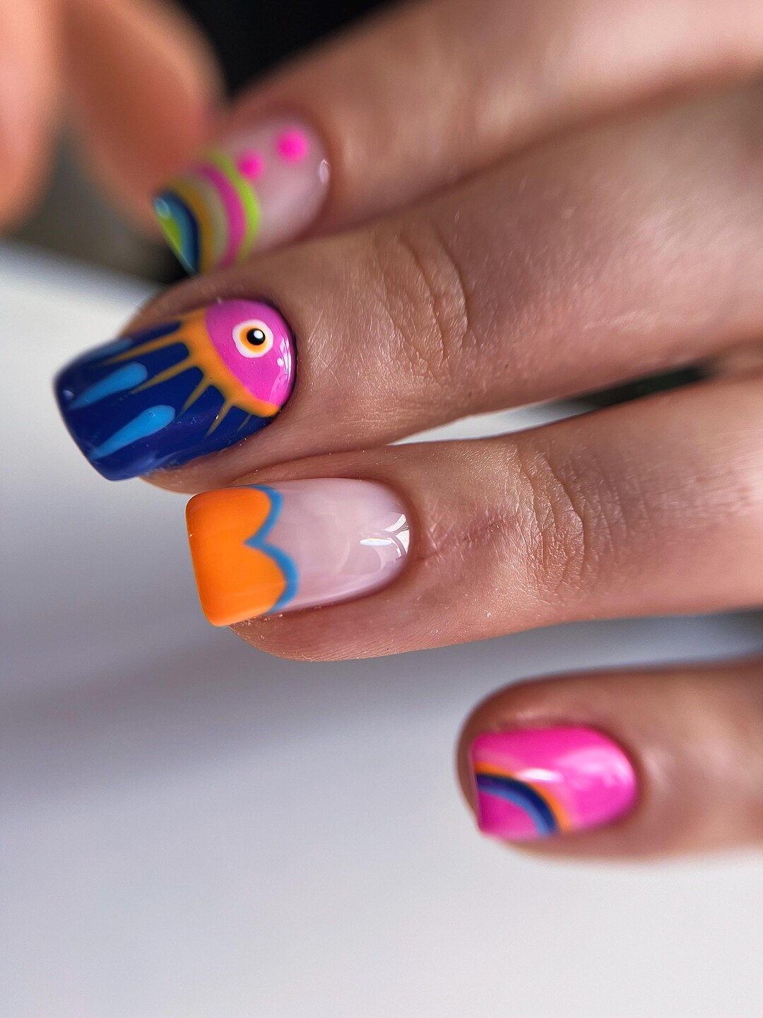 Reusable Press on Nail Set Maximalist Nails Colorful Fun Nail Design ...