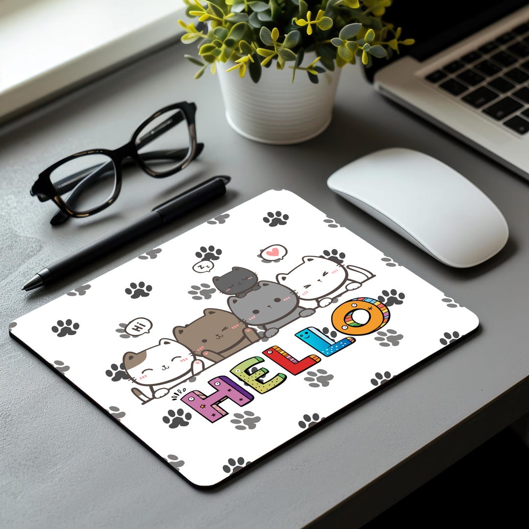 Cute Cats Mouse Pad 9in X 8in, Kawaii Cat Moms Gaming Mouse Pad - Etsy