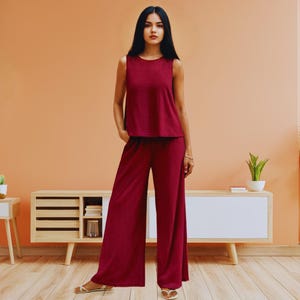 Loungewear Set PDF Sewing Pattern, Tank Top + Wide Leg Pants Pattern ...