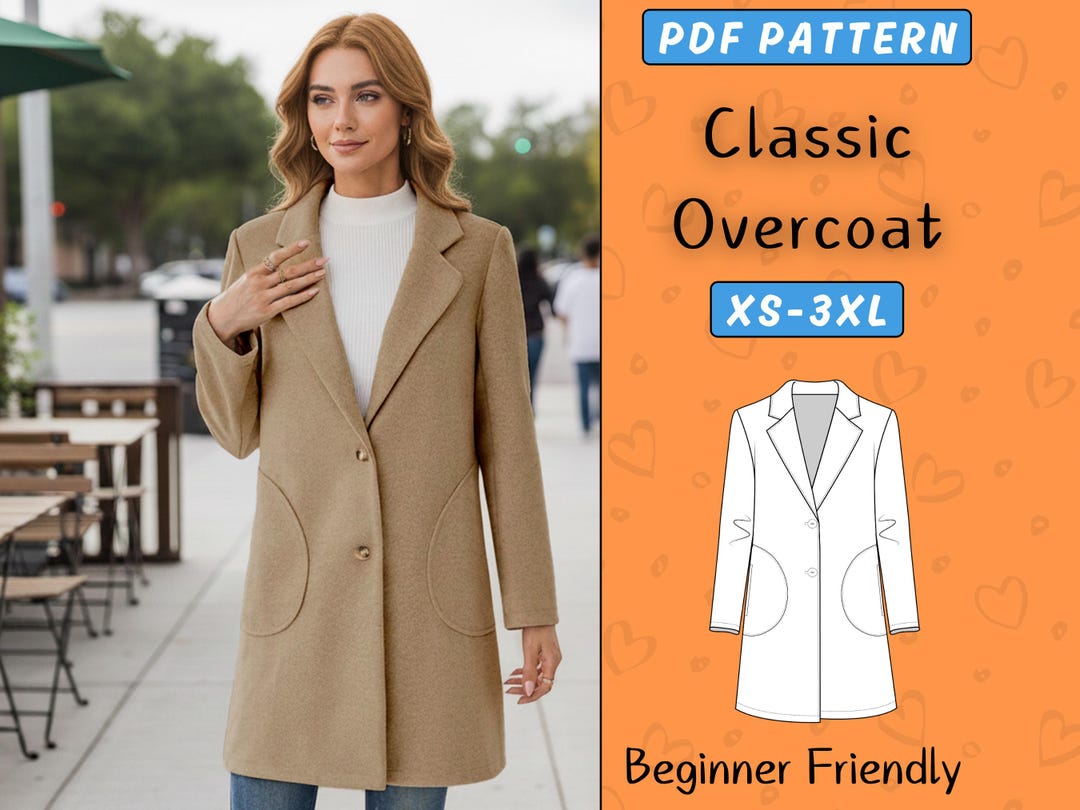 Classic Coat Pattern, Wool Coat PDF Sewing Pattern, Women's Overcoat ...