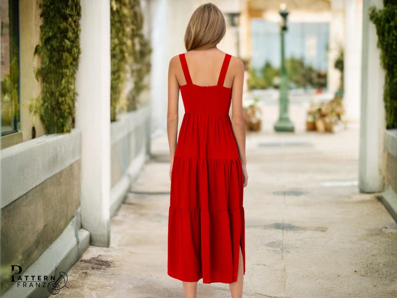 Tiered Dress Pattern | Square Neck Maxi Dress PDF Sewing Pattern | XS ...