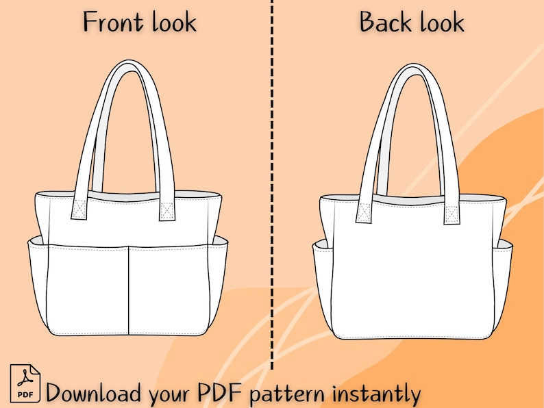 Tote Bag Sewing Pattern | Multi-pocket Shopping Bag PDF Pattern ...