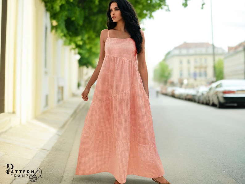 Tiered Dress Sewing Pattern PDF | Maxi Sundress Pattern | Square Neck ...