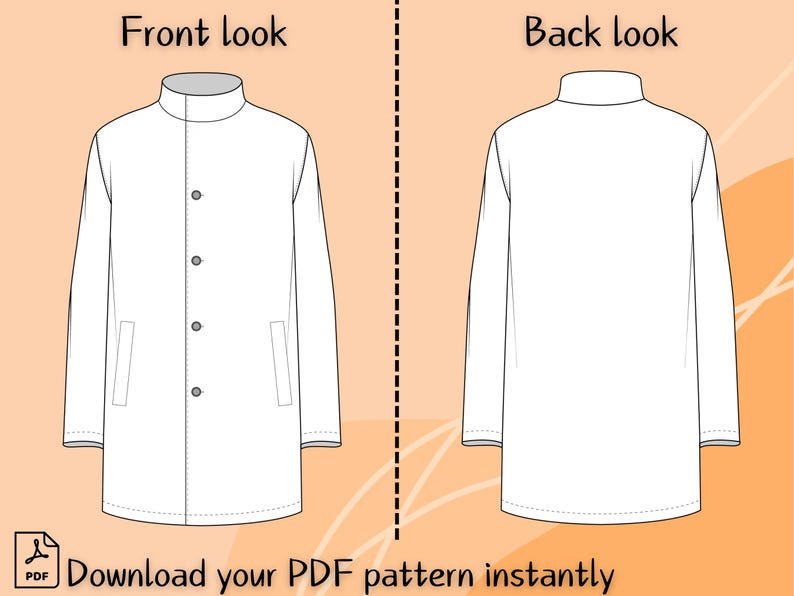 Men’s Overcoat Sewing Pattern PDF | Winter Jacket Pattern | Long Trench ...