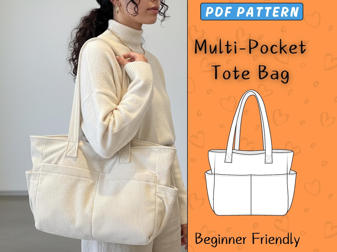 Tote Bag Sewing Pattern | Multi-pocket Shopping Bag PDF Pattern ...