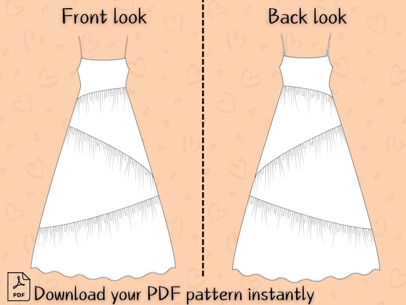 Tiered Dress Sewing Pattern PDF | Maxi Sundress Pattern | Square Neck ...