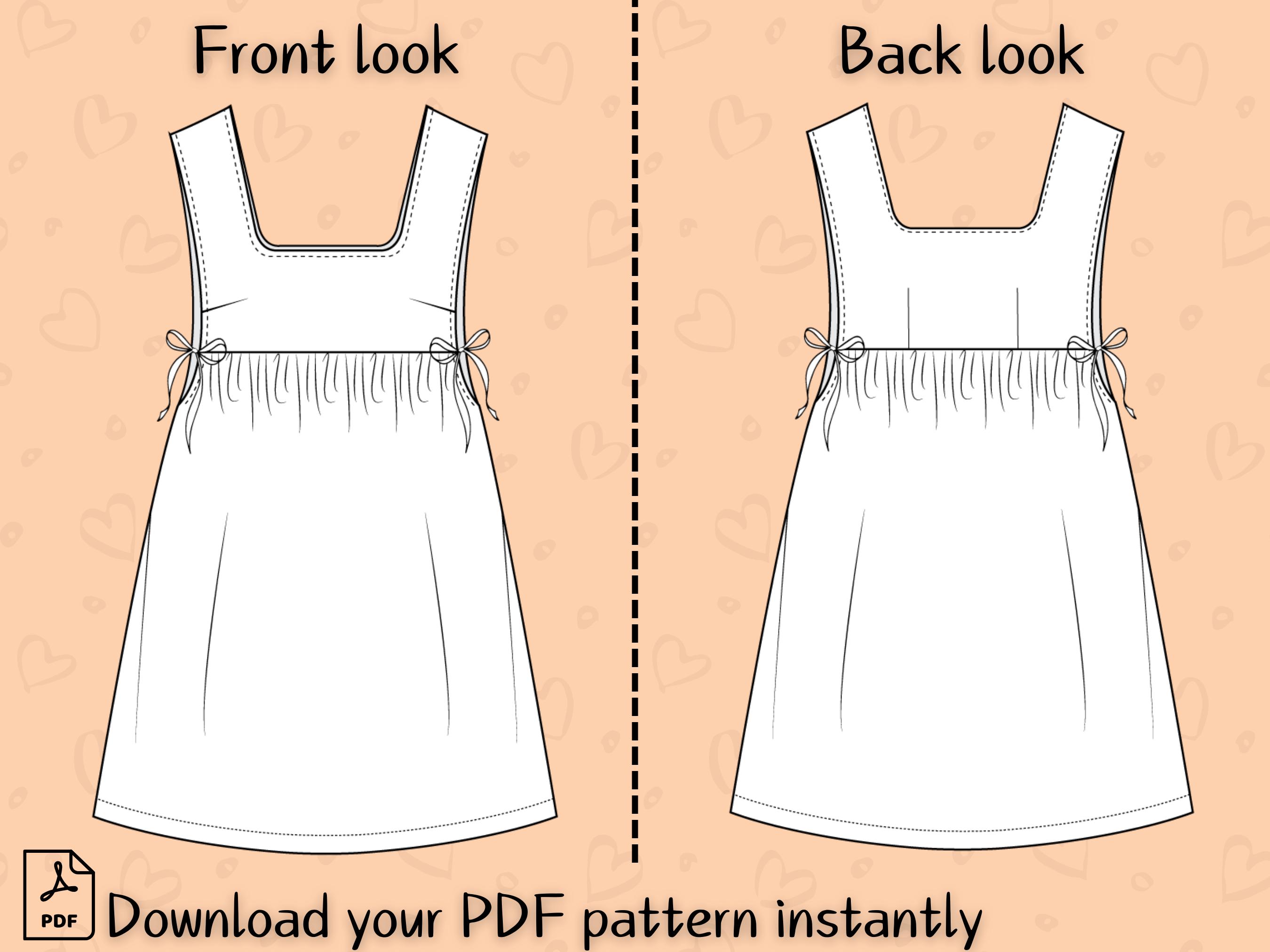 Biba Mini Dress Pattern | Tie Sides Square Neck Summer Dress Sewing ...