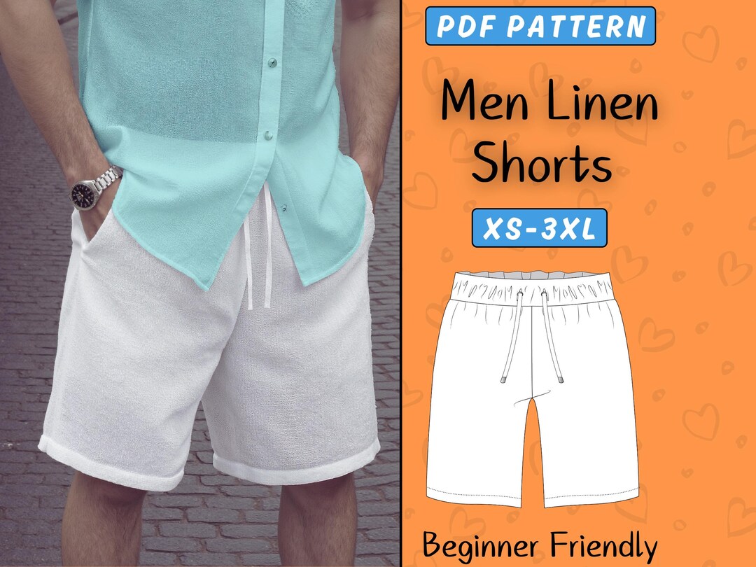 Men Linen Shorts Pattern | Easy Men's Shorts With Pockets Sewing ...