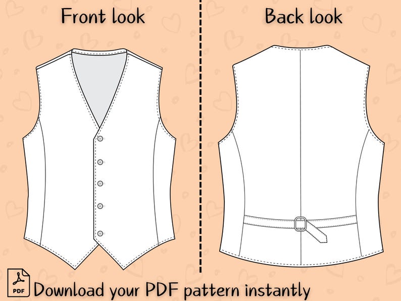 Men Vest Pattern PDF | Classic Waistcoat Sewing Pattern | Suit Vest for ...