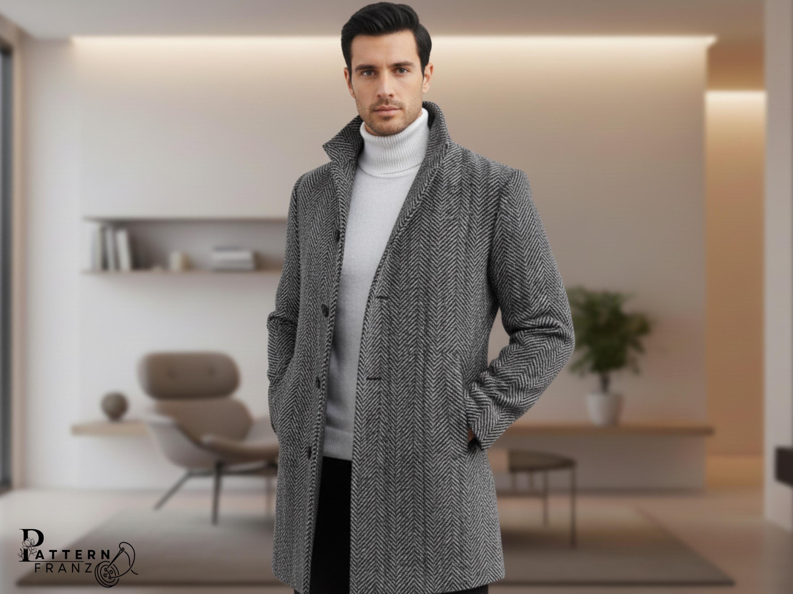 Men’s Overcoat Sewing Pattern PDF | Winter Jacket Pattern | Long Trench ...