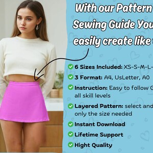 Mini Skirt Pattern PDF XS-XXL Easy Short Skirt Pdf Sewing Pattern ...