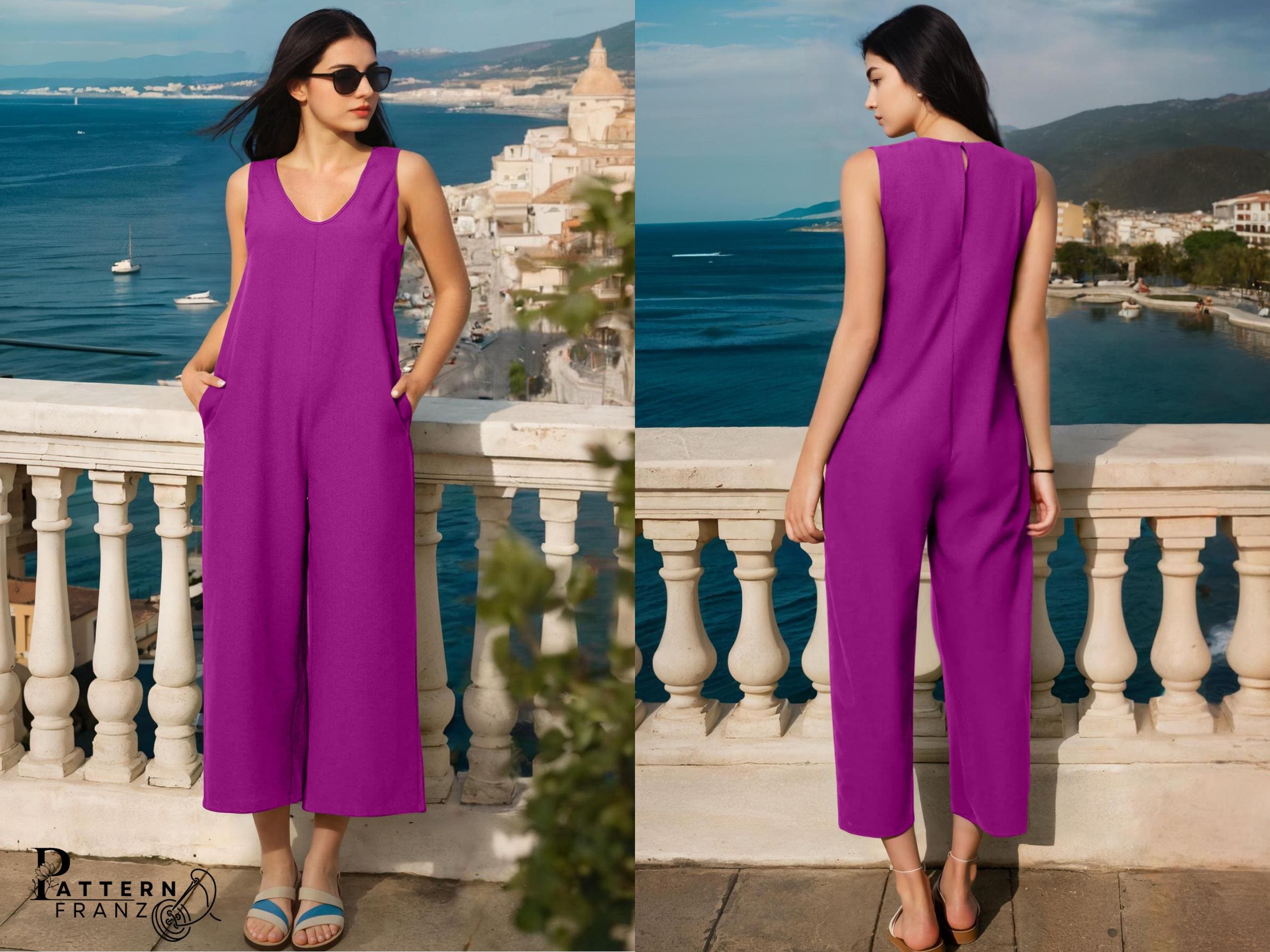 Overalls Jumpsuit Bundle Sewing Pattern, 3 Women Comfy Set Dungaree ...